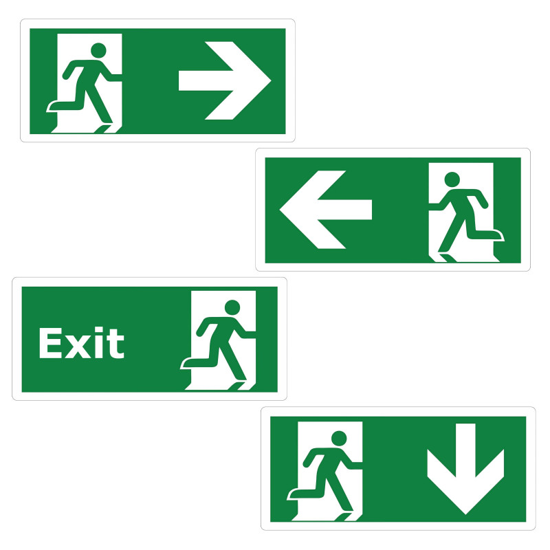 Emergency evacuation adhesive pictogram