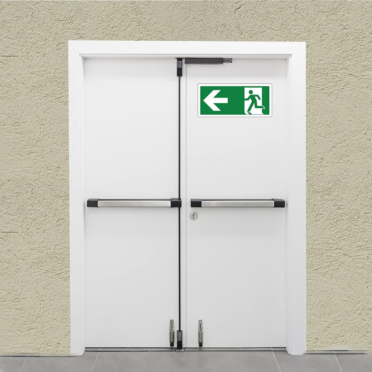 Emergency evacuation adhesive pictogram