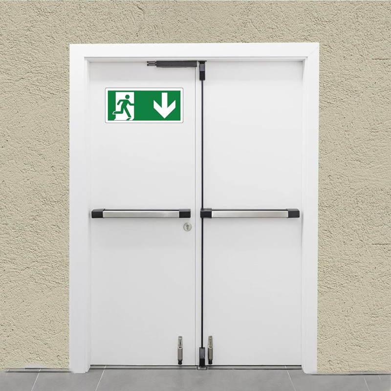 Emergency evacuation adhesive pictogram
