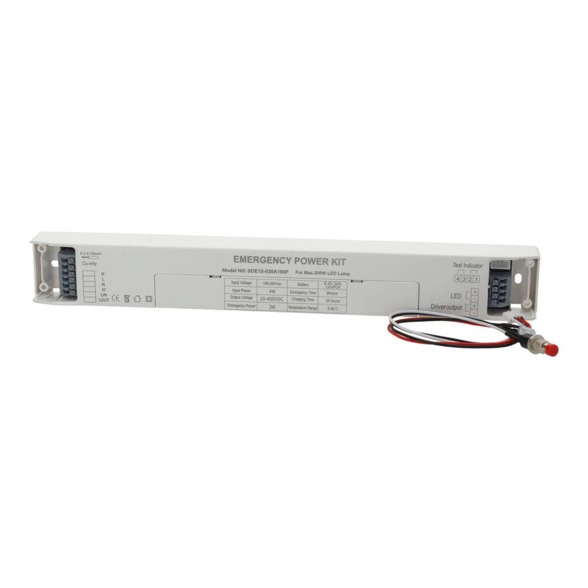 Emergency kit for LED luminaires up to 200W
