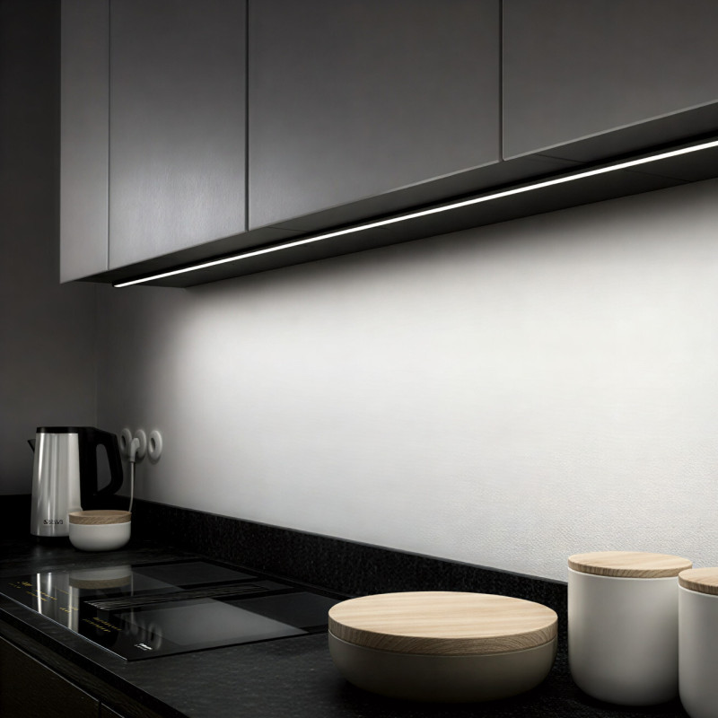 Rectangular profile aluminum strip led 1m, black color