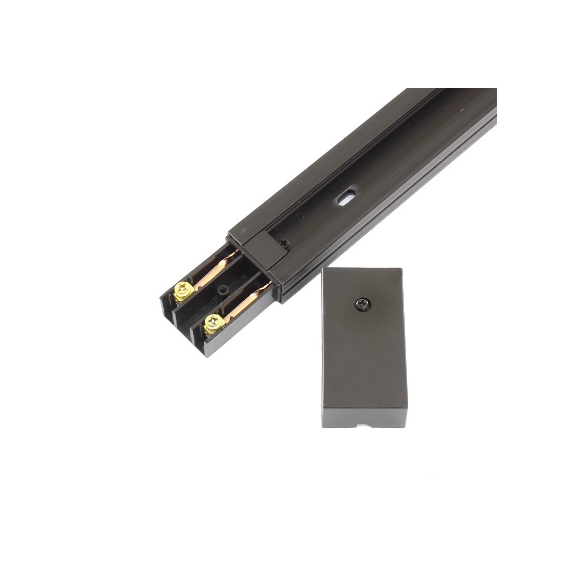Connectable 1 metre long black spotlights rail PVC
