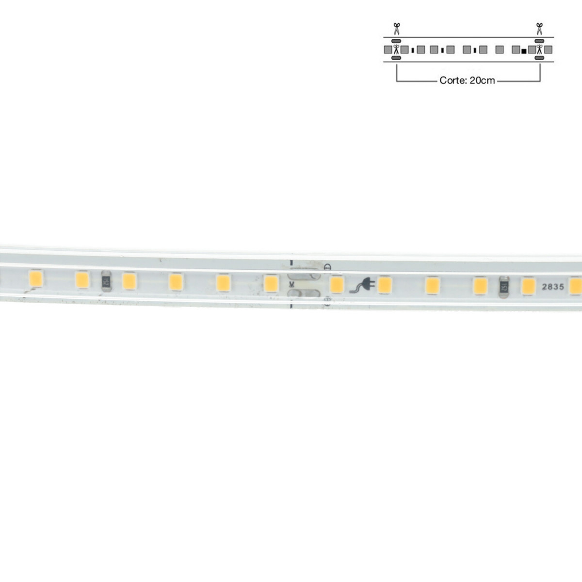 tira led 220v 8w/m corte 20cm